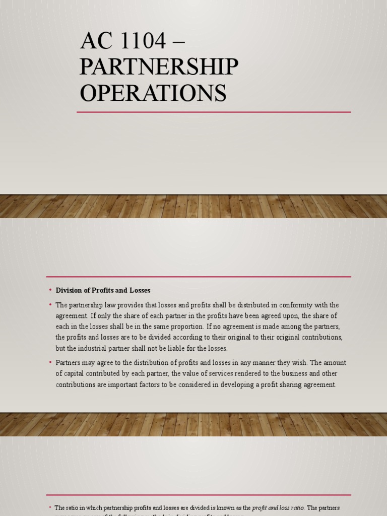 Ac 1104 - Partnership Operations | PDF | Partnership | Interest
