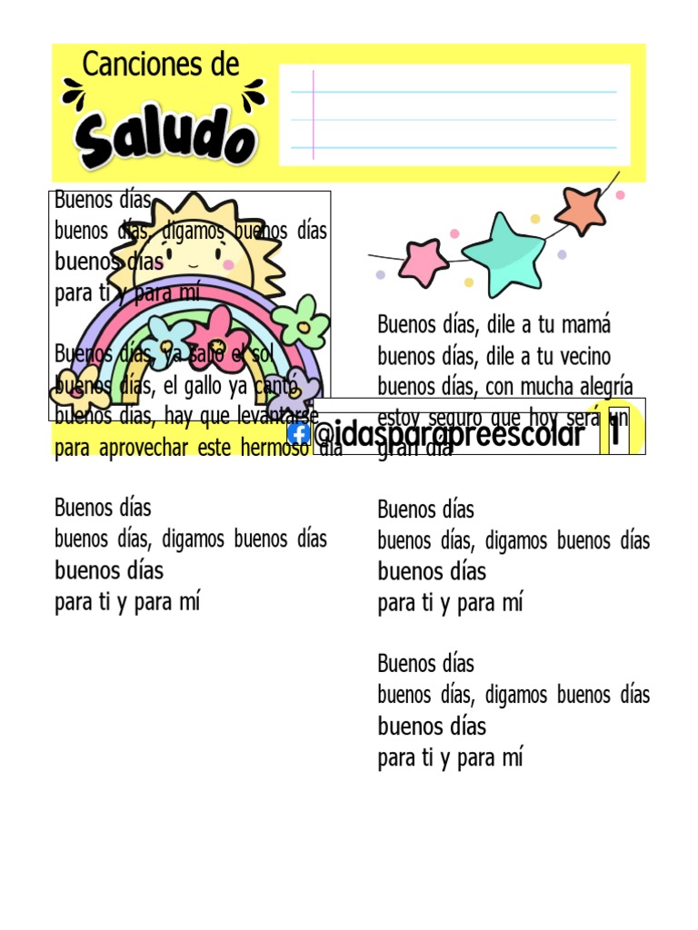 Canciones Infantiles de Buenos Días | PDF | Artes del Lenguaje y ...