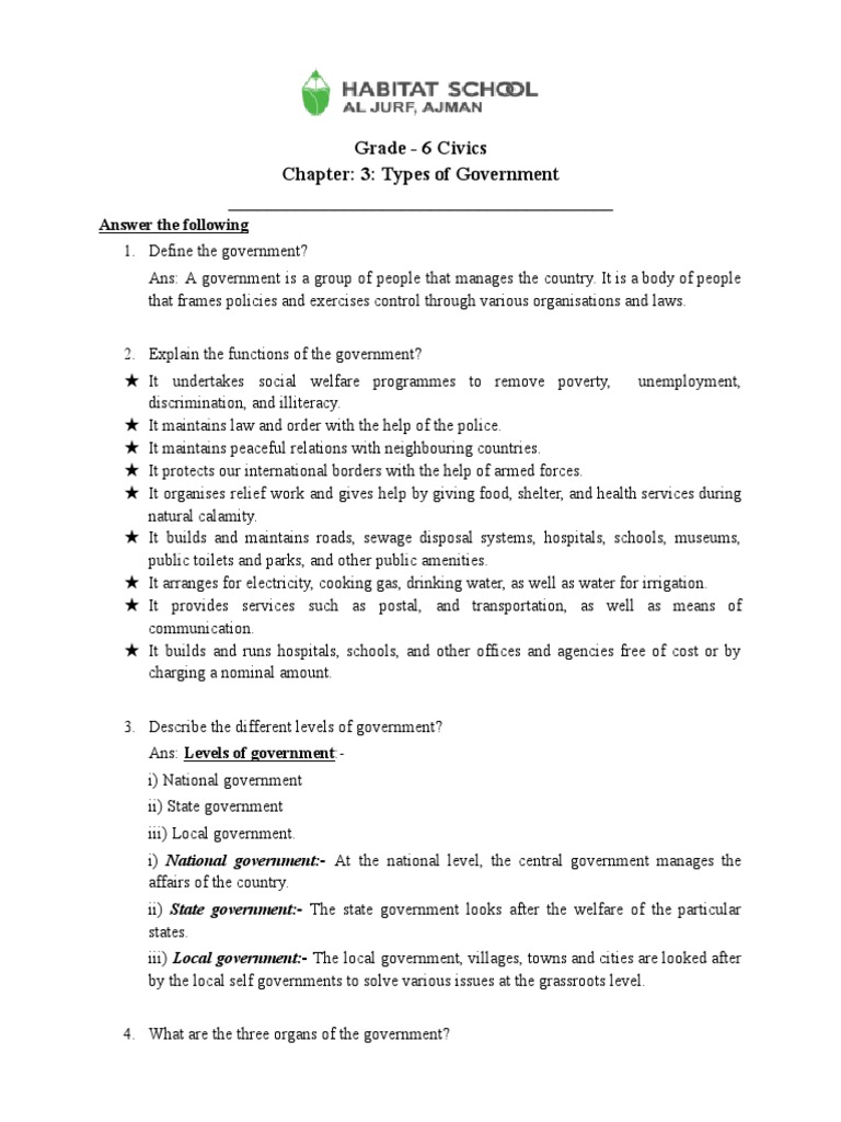 Understanding Types of Government for Grade 6 | PDF | Democracy ...