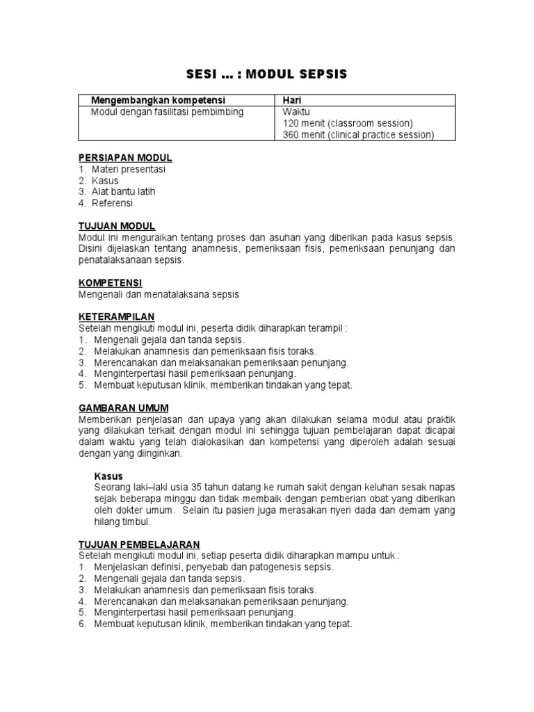Modul Sepsis | PDF | Pengembangan Diri | Kesehatan Holistik