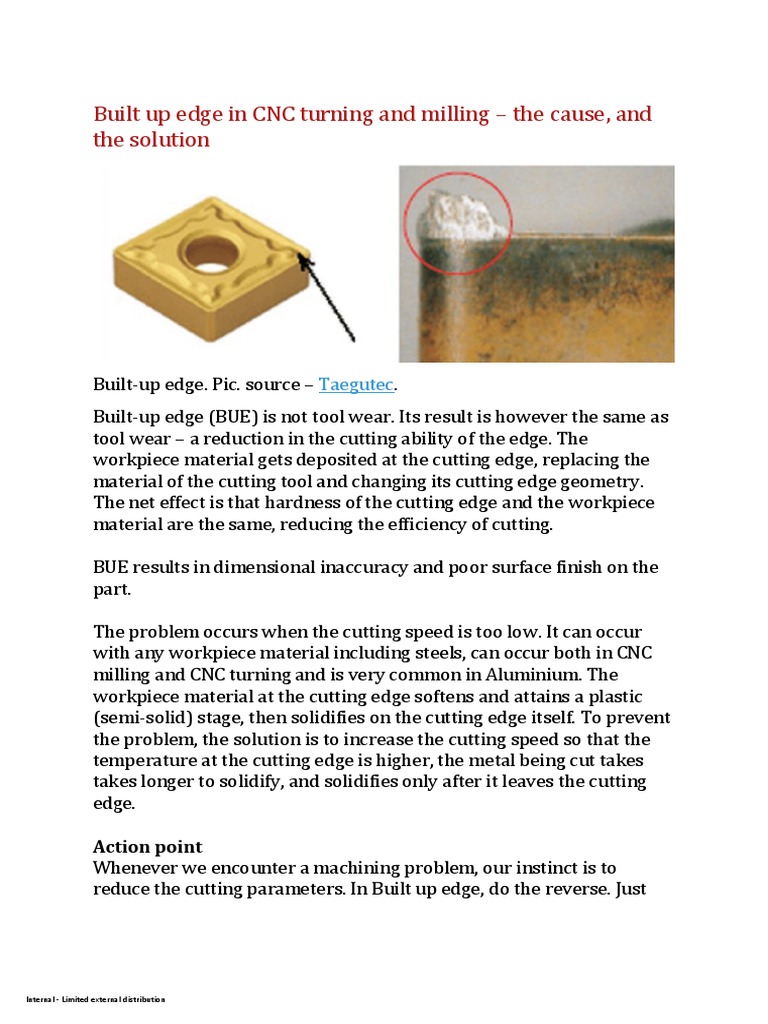 Built Up Edge in CNC Turning and Milling | PDF