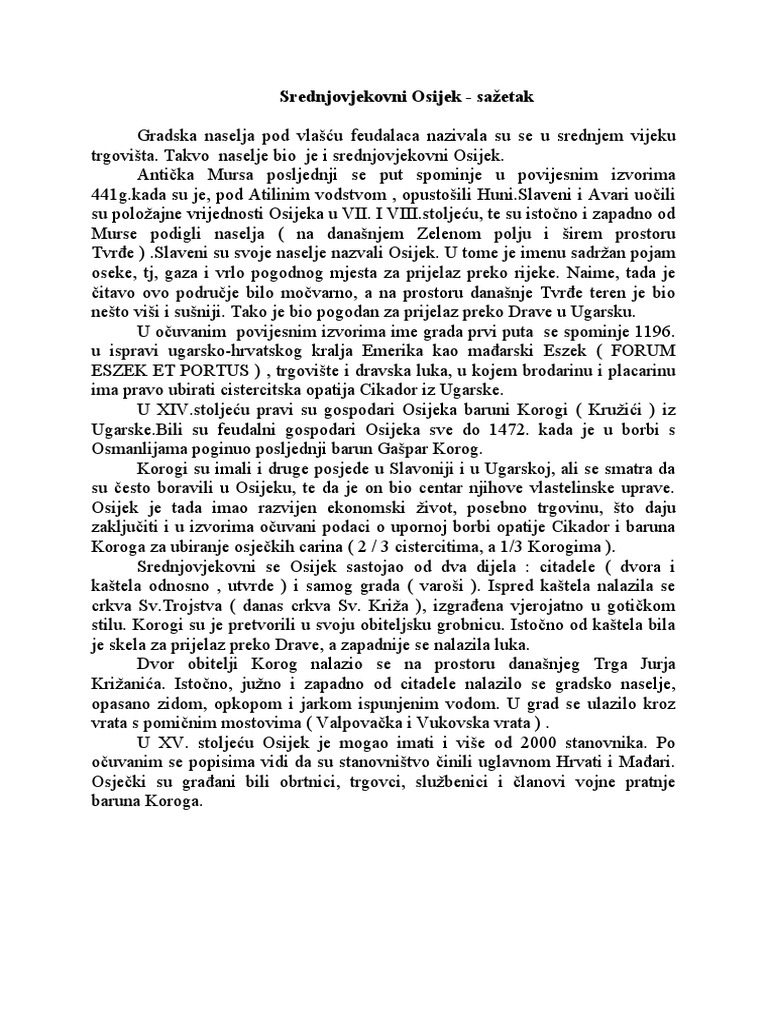 Srednjovjekovni Osijek | PDF