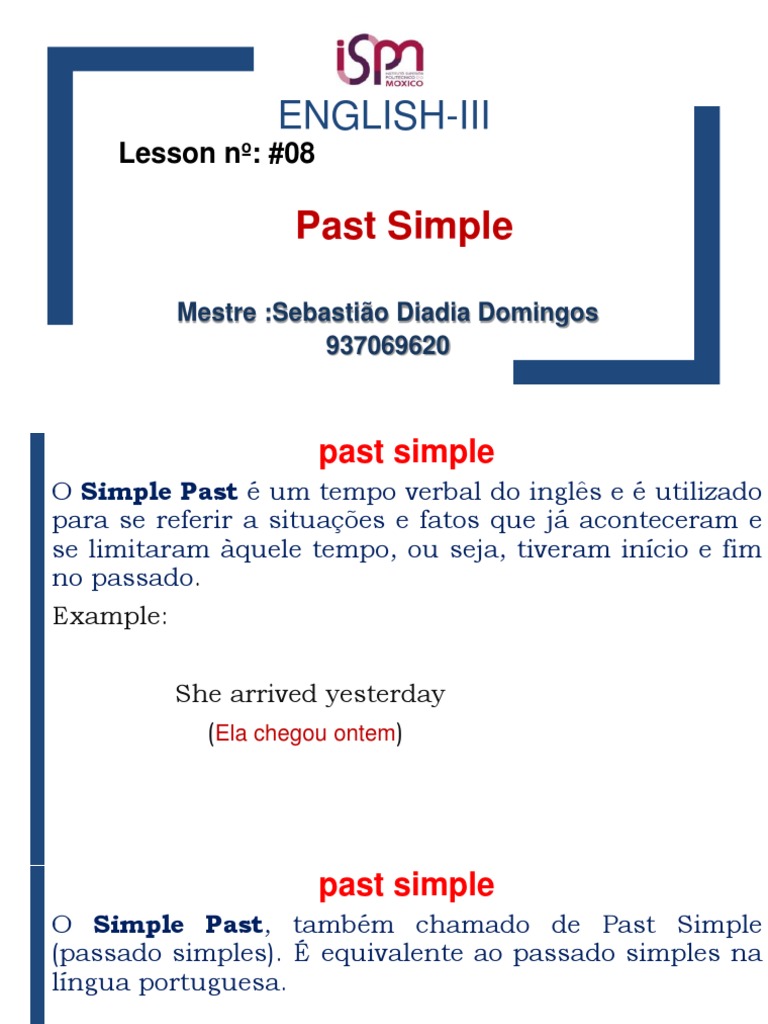 Aula 08_Past_simple | PDF
