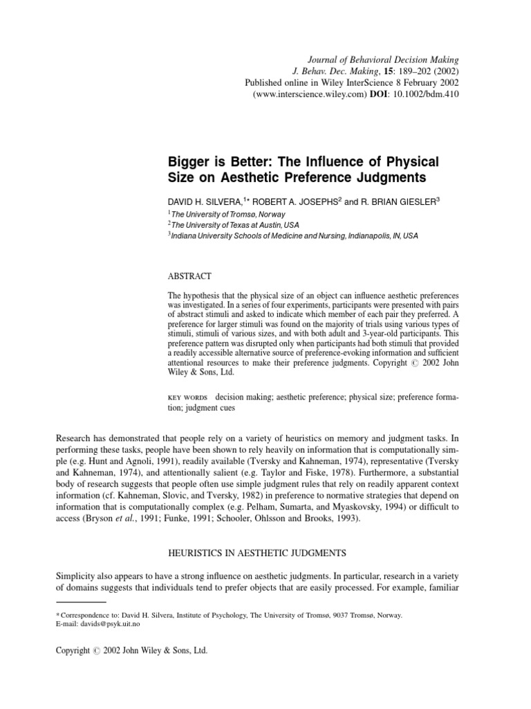 Bigger Is Better | PDF | Perception | Experiment
