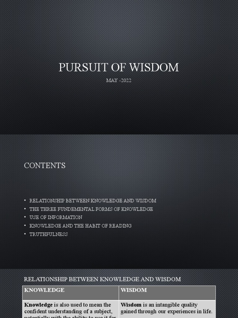 Pursuit of Wisdom | PDF | Knowledge | Information
