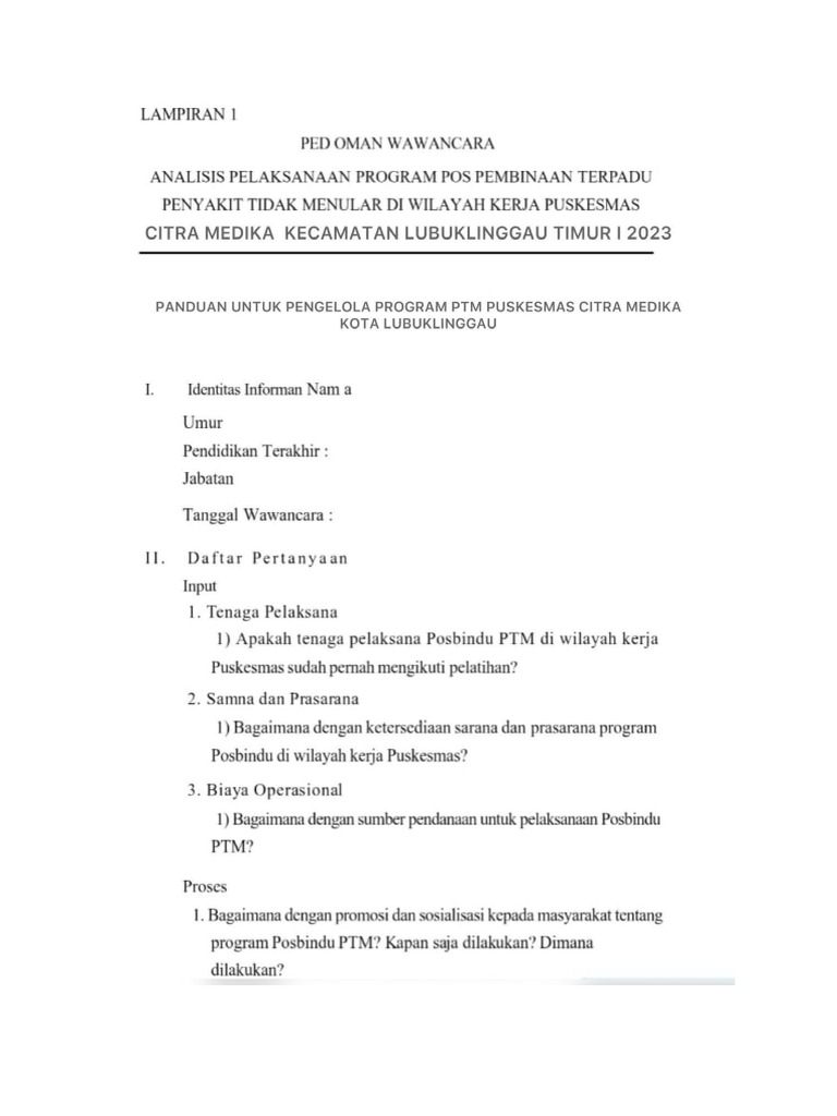 Pedoman Wawancara PTM | PDF