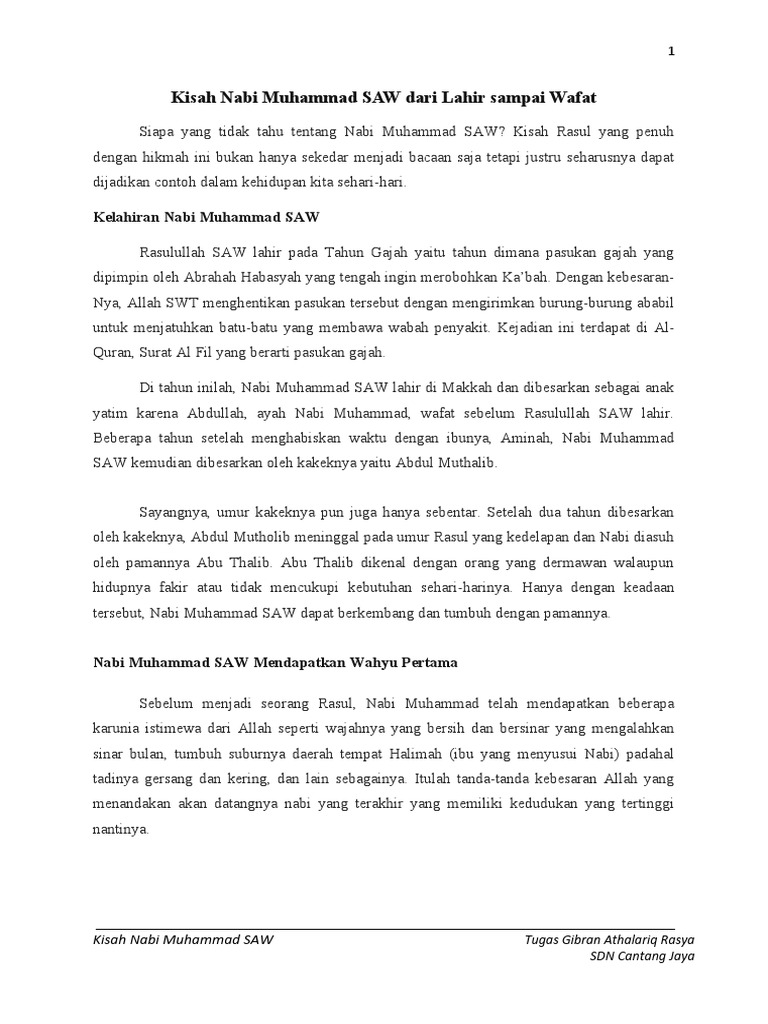 Kisah Nabi Muhammad SAW Dari Lahir Sampai Wafat | PDF