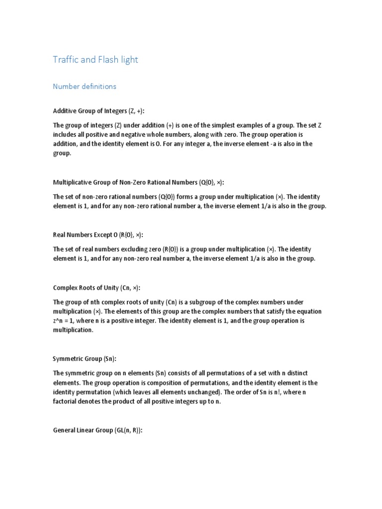 Traffic Number | PDF | Group (Mathematics) | Traffic Light