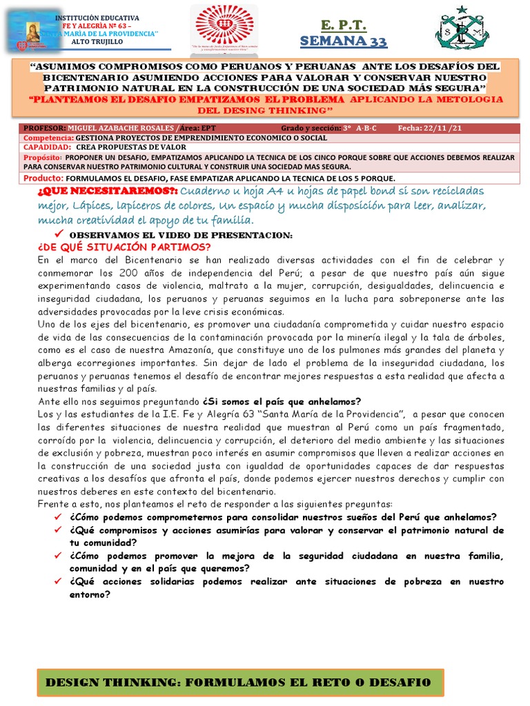 Semana 33 Ept 3° | PDF | Perú