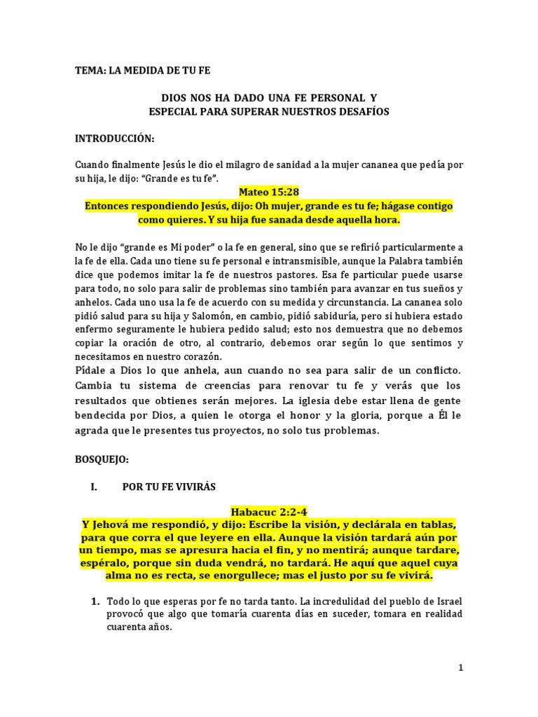 La Medida de Tu Fe Personal | PDF | Fe | Jesús