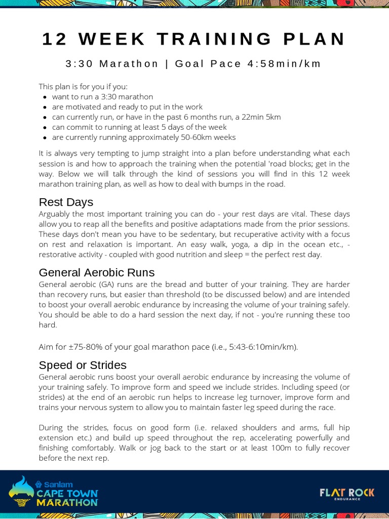 12 Week Training Plan 330 | PDF | Running | Marathon
