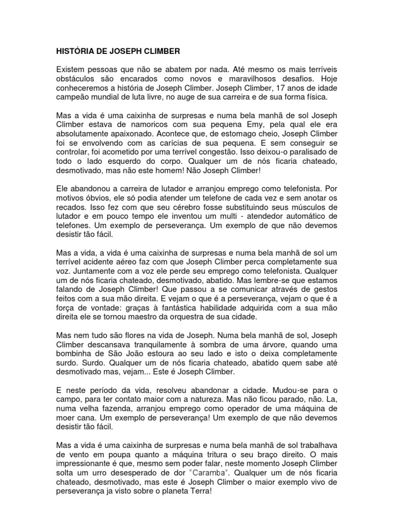 HISTÓRIA Joseph Climber | PDF | Sol | Natureza