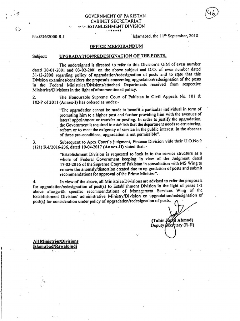Upgradation Redesignation of The Posts | PDF | Government Of Pakistan | Social Institutions