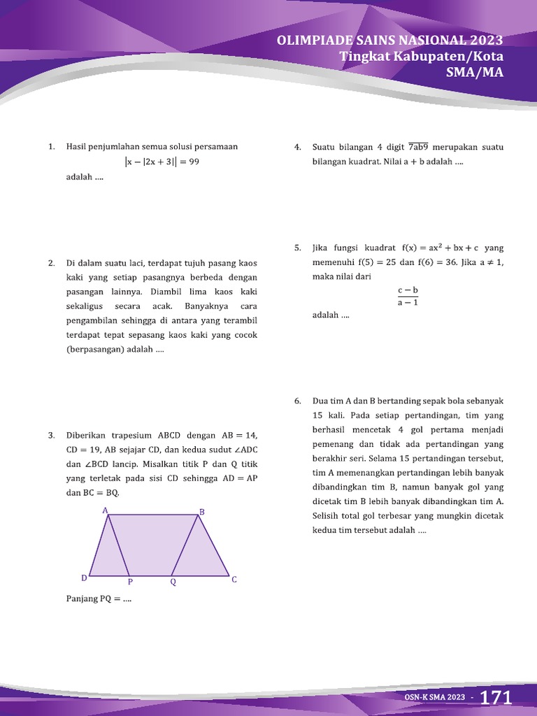 Pembahasan OSNK Matematika SMA 2023 (Pak-Anang - Blogspot.com) Book ...