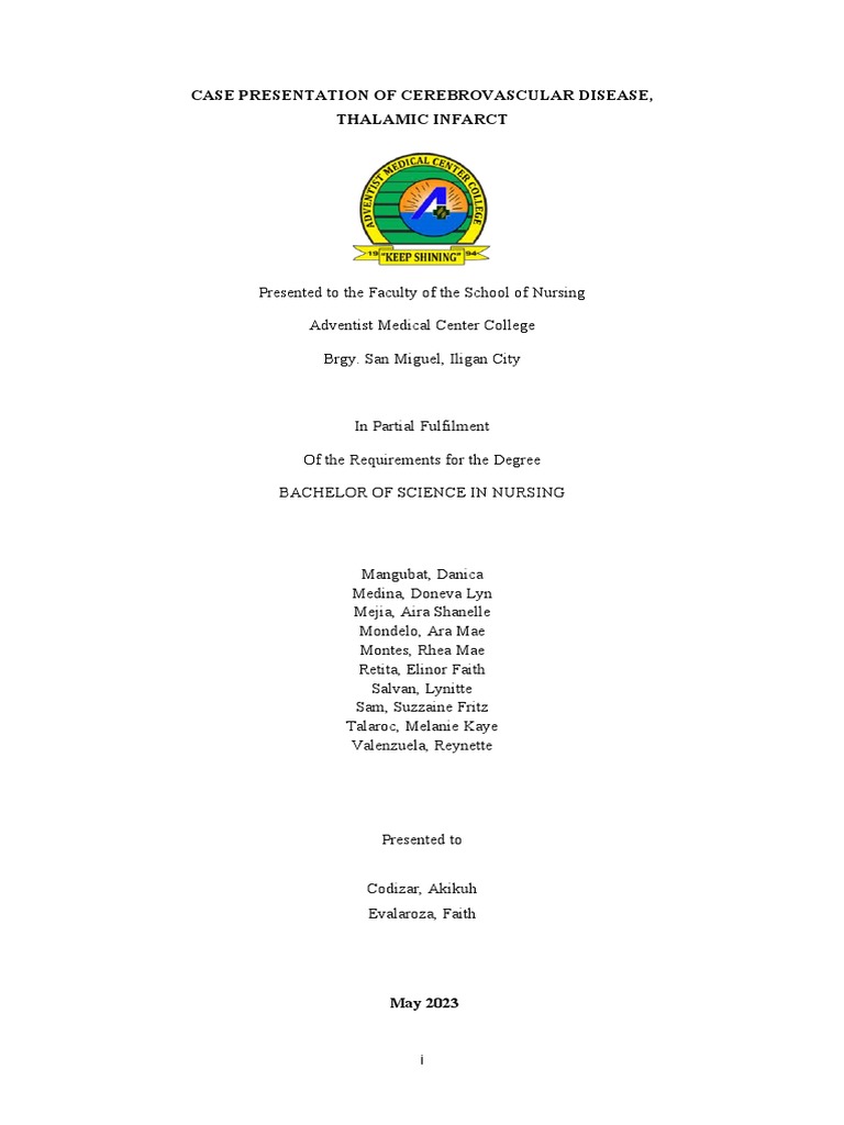 Case Presentation of Cva | PDF | Stroke | Thalamus