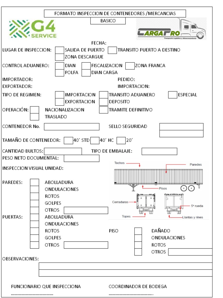 FORMATO INSPECCION CONTENEDOR. | PDF