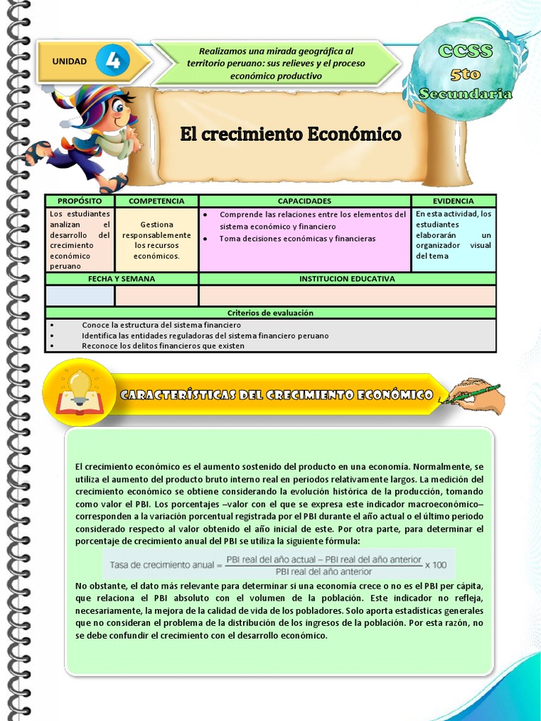 Ficha de Actividad CCSS 5°-Semana 5 | PDF | Producto Interno Bruto | Crecimiento económico