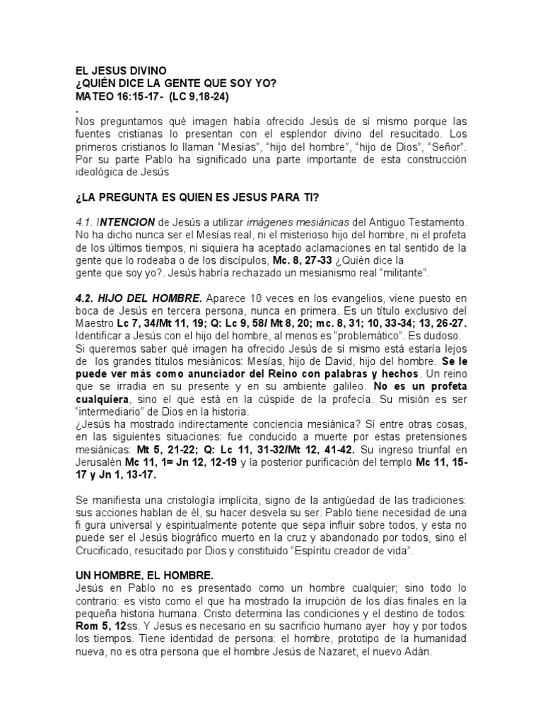 El JESÚS DIVINO | PDF | Jesús | Evangelio de Mateo