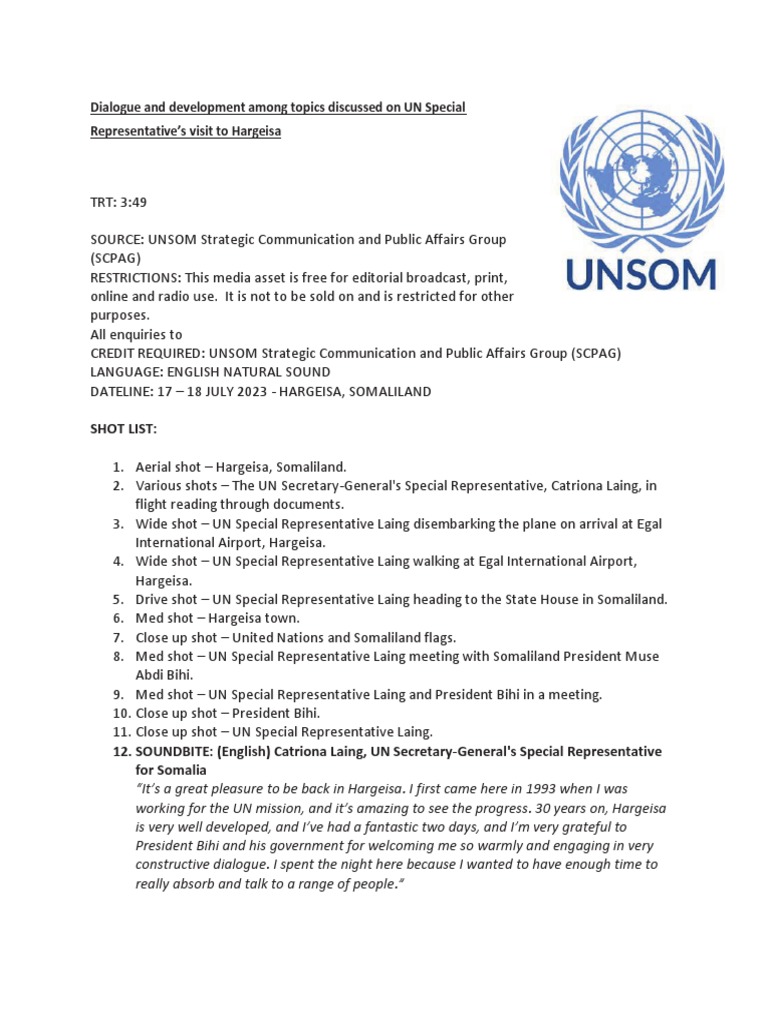 NEWS ARTICLE and SHOT LIST Dialogue and Development Among Topics ...