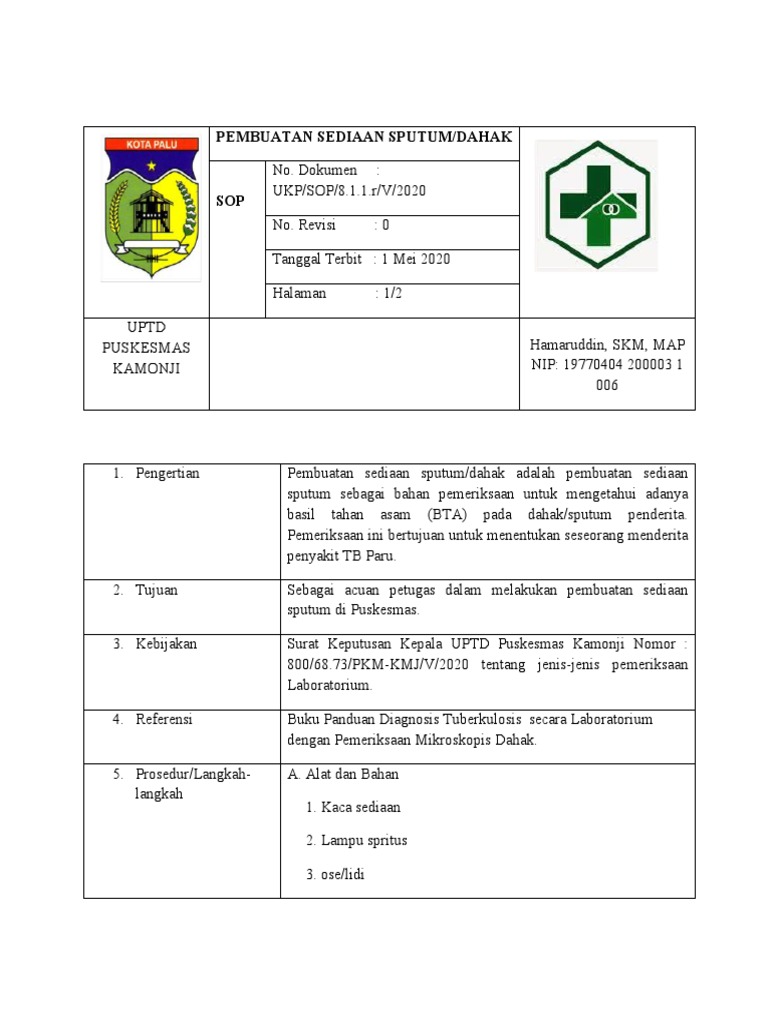 Pembuatan Sediaan Sputum Bta | PDF