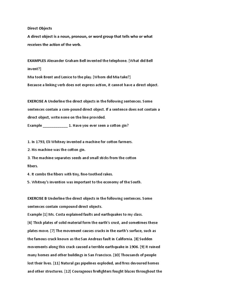 Direct Objects | PDF