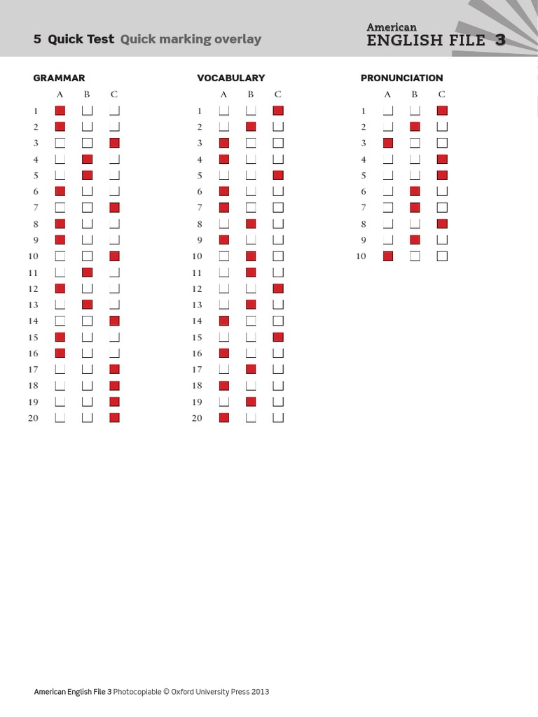 AEF3 File5 QuickTest AnswerKey | PDF