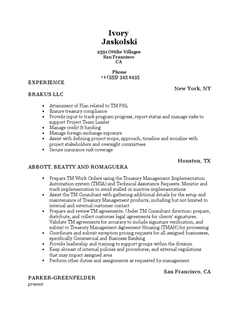 Resume Sample | PDF | Banks | Business