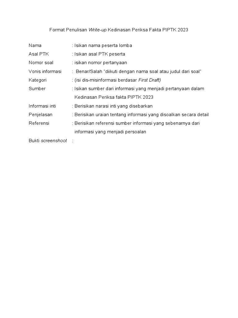 Format Penulisan Write-Up | PDF