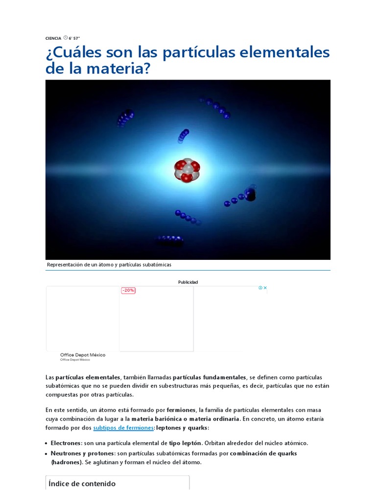 ¿Cuáles Son Las Partículas Elementales de La Materia - Curiosoando ...