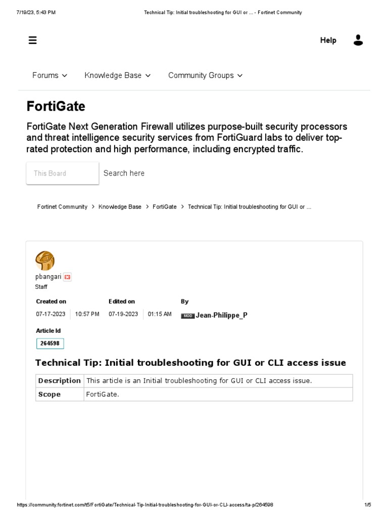 Technical Tip Initial Troubleshooting For Gui Or Fortinet Community Pdf Command Line