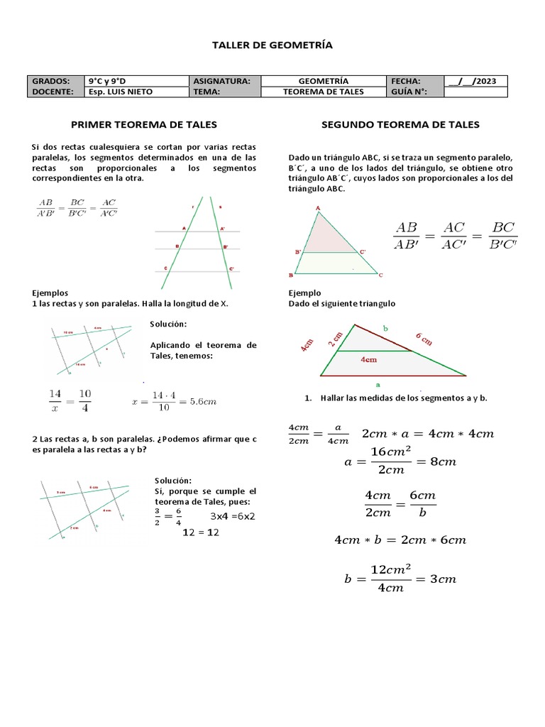 Taller de Geometría | PDF | Triángulo | Geometría euclidiana