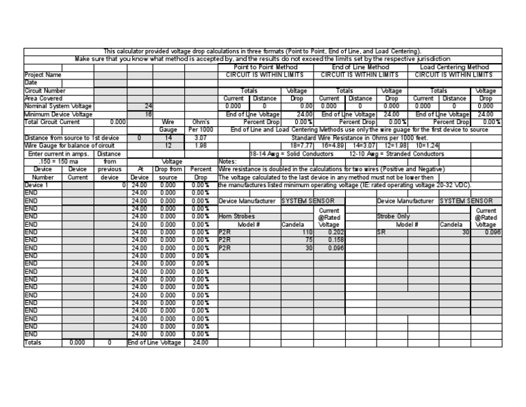 Voltage Drop Template | PDF | Metrology | Electrical Components