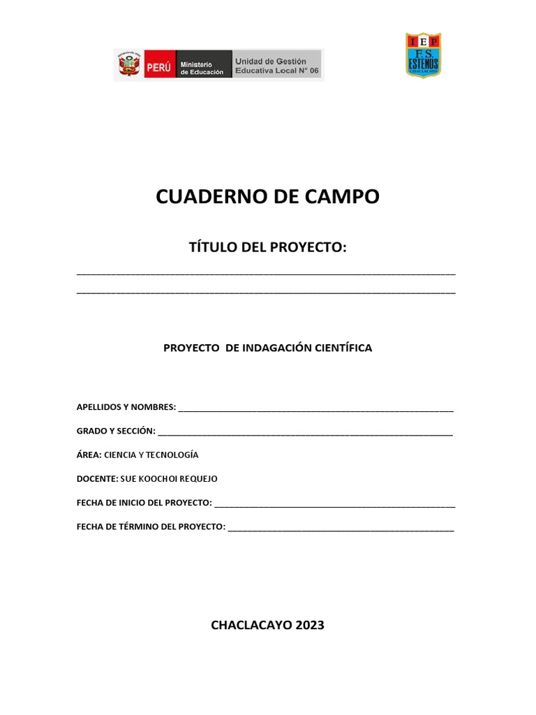 Modelo de Cuaderno de Campo 2023 | PDF | Método científico | Observación