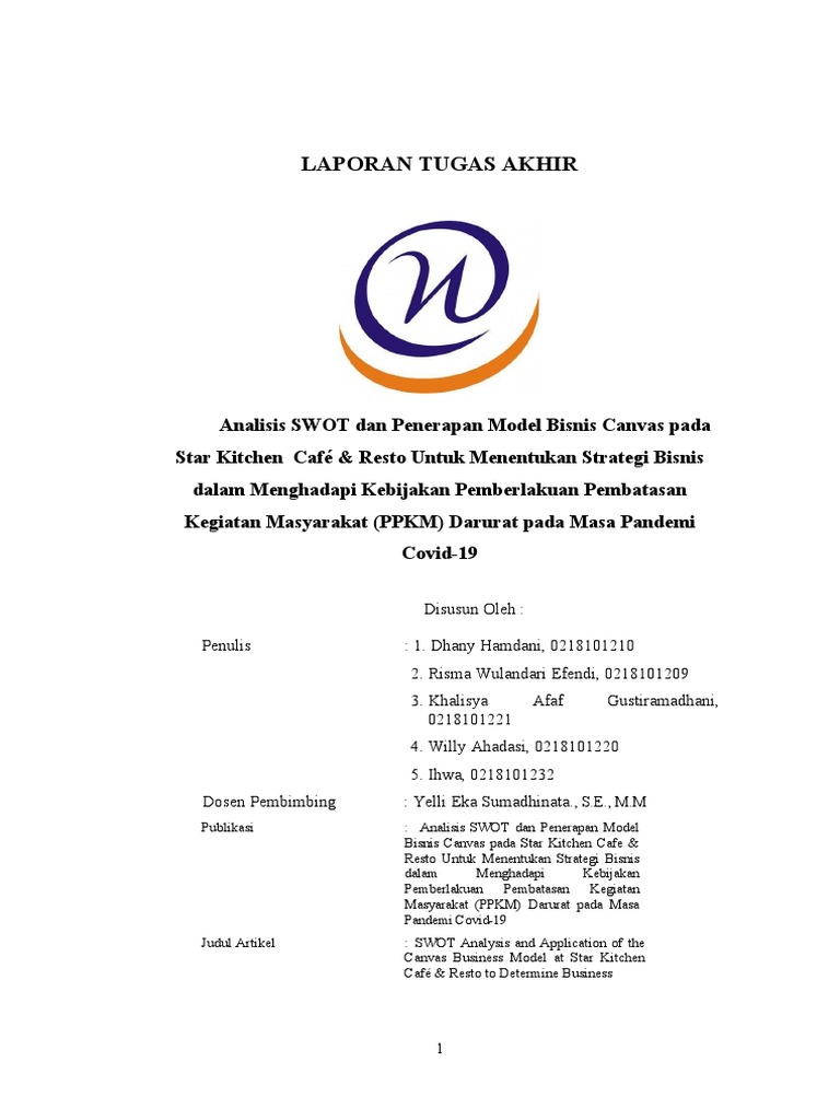 Laporan Tugas Akhir (Star Kitchen Cafe & Resto) | PDF