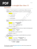 Class 11 Chemistry Formula Sheet. | PDF