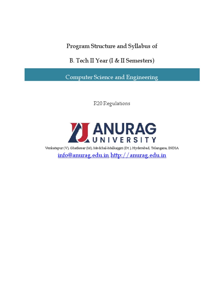 B.Tech II Year CSE R20 Syllabus | PDF | Probability Distribution | Computer Data Storage