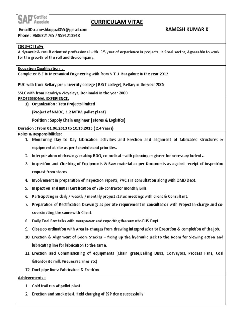 Ramesh - Resume - SAP MM | Download Free PDF | Business