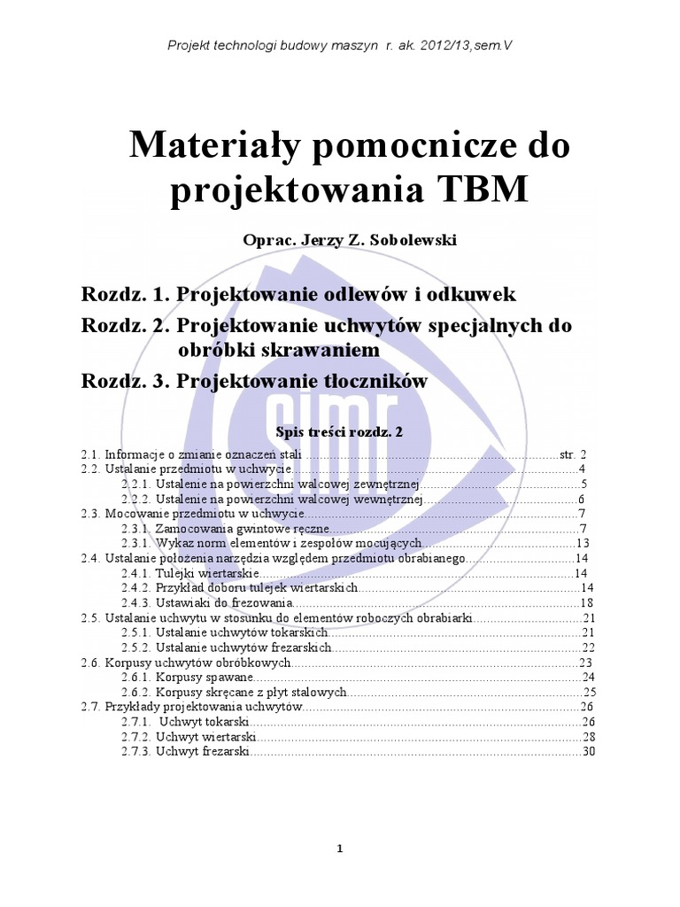 TBM – 2 Projektowanie Uchwytów | PDF