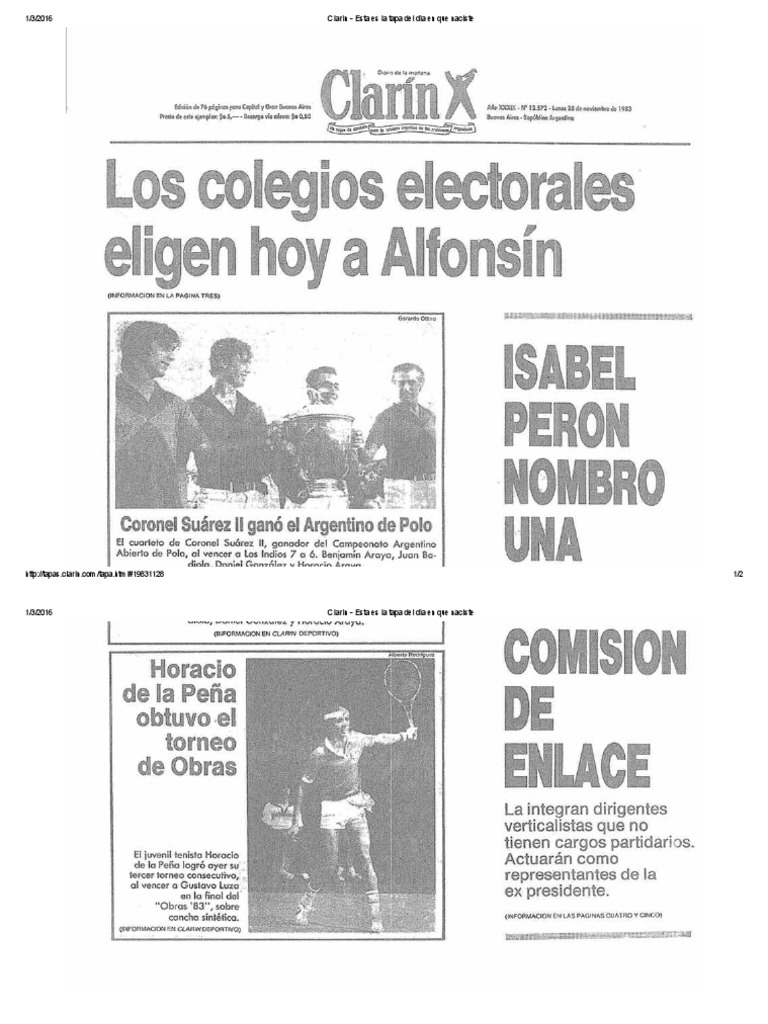 Clarín - Esta Es La Tapa Del Día en Que Naciste | PDF | Cocina, comidas ...