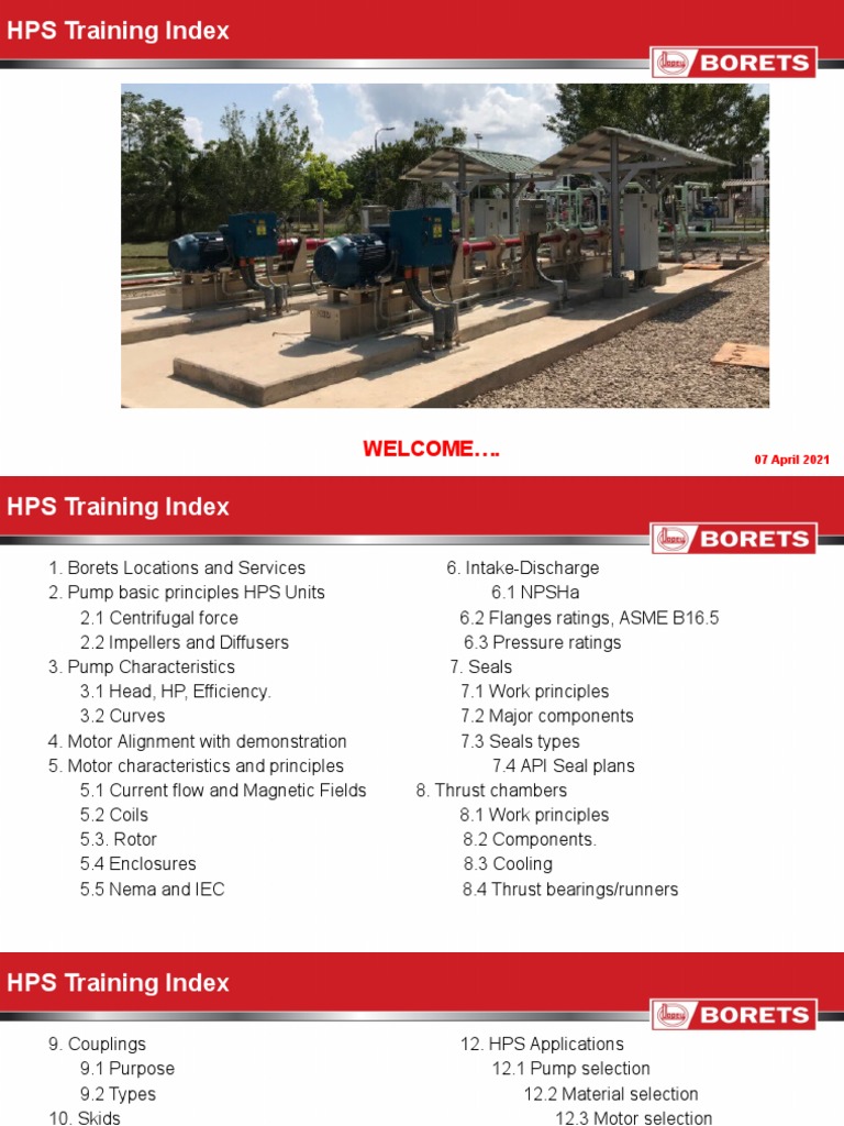 Training Course Index | PDF | Pump | Electric Motor