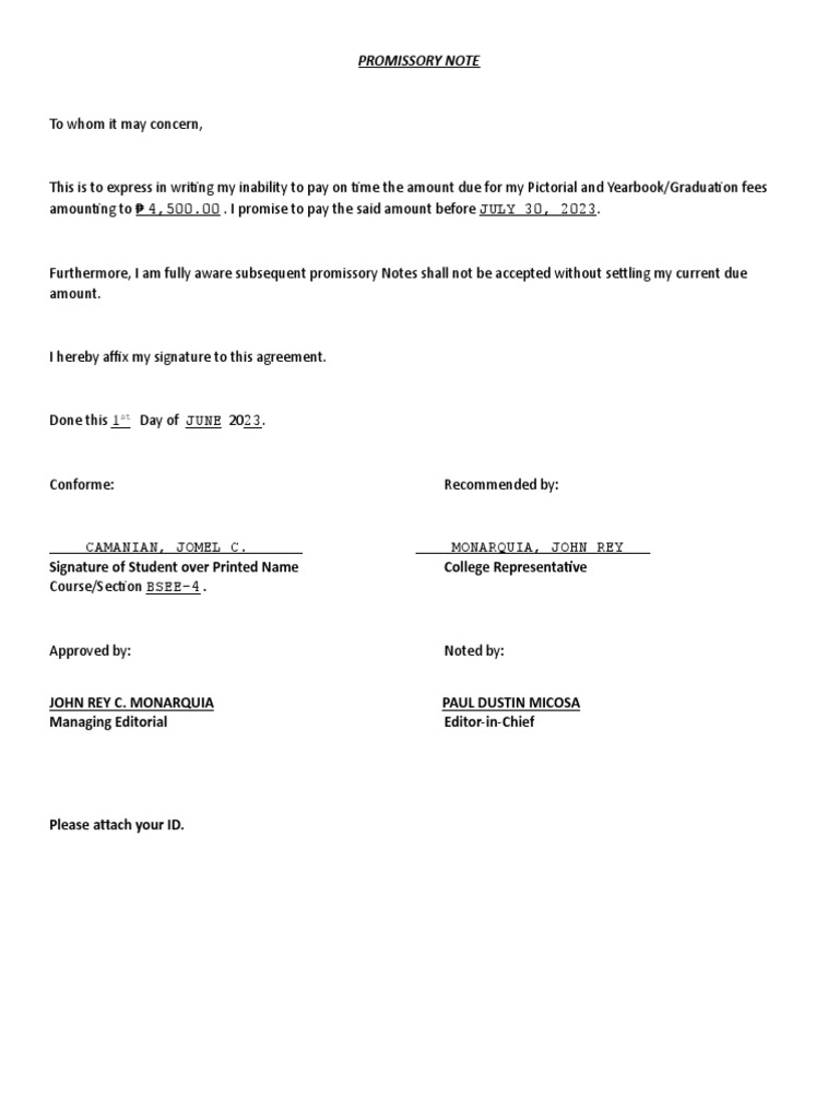 Promissory Note - Short | PDF | Private Law | Business Law
