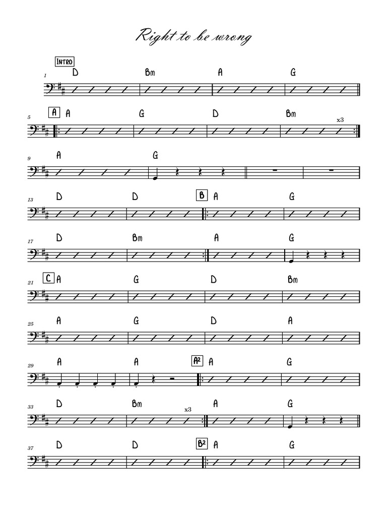 Right To Be Wrong - Bass Sheet | PDF