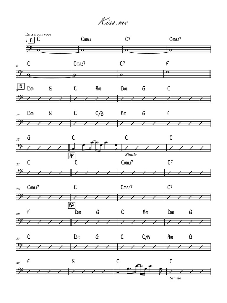Kiss Me - Bass Sheet | PDF