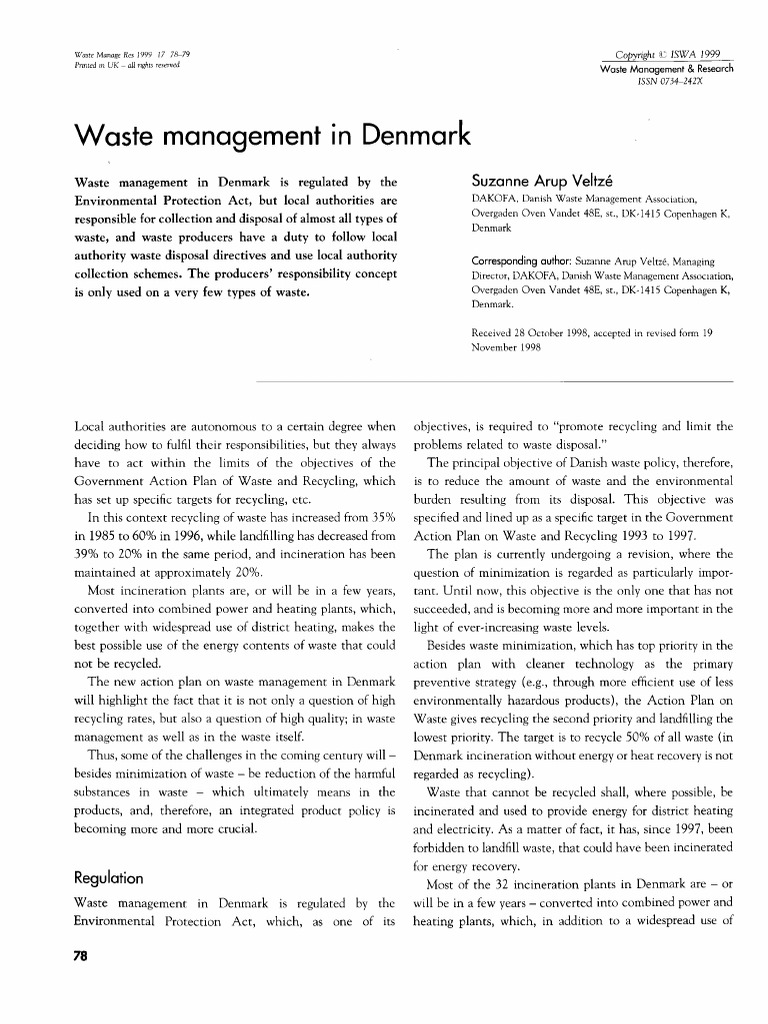 Waste Management in Denmark, 1999 | PDF | Recycling | Waste