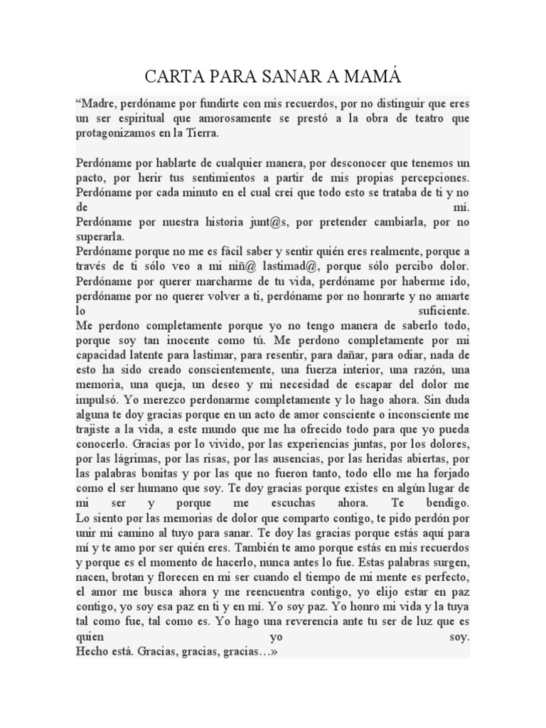 Carta Para Sanar A Mamá Pdf Amor 