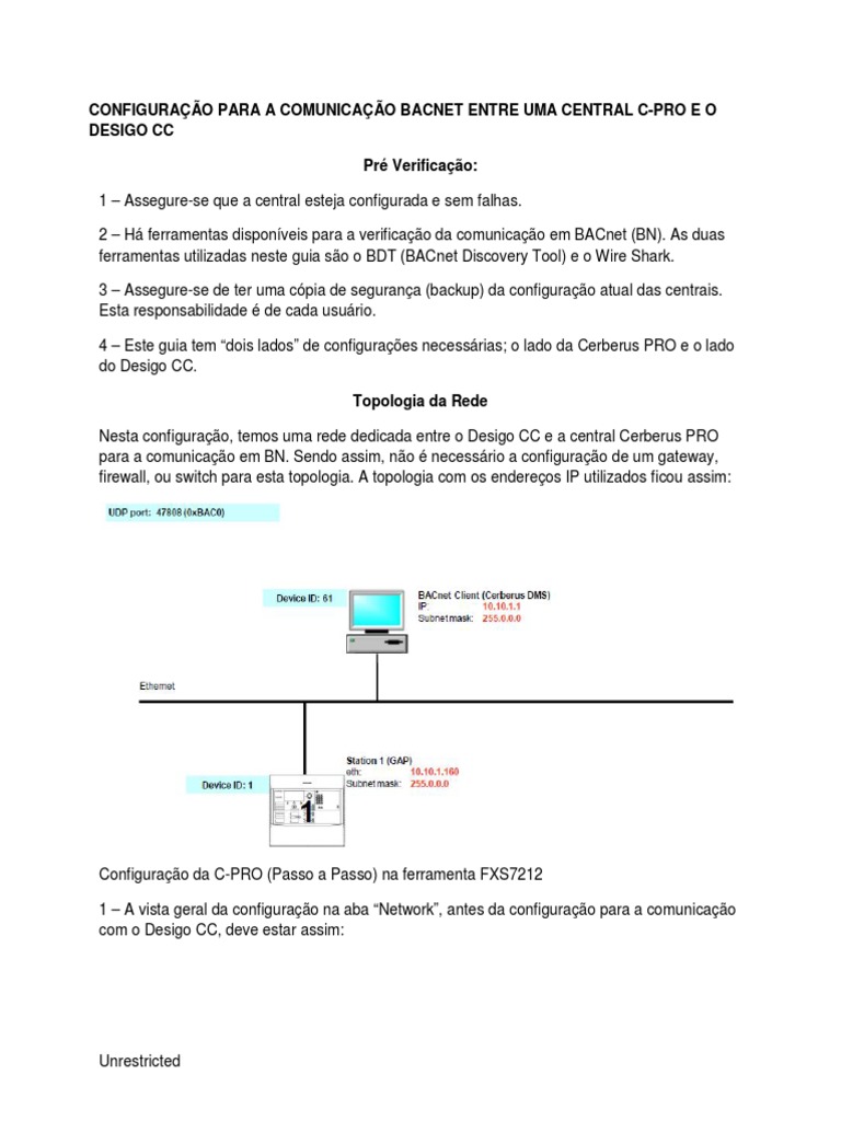 Configuração para Comunicação BACnet Entre C-PRO e Desigo CC | PDF ...