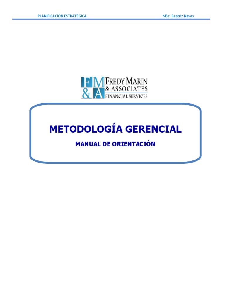 Metodolog°a Gerencial. Manual PR Ctico | PDF | Planificación estratégica | Análisis FODA