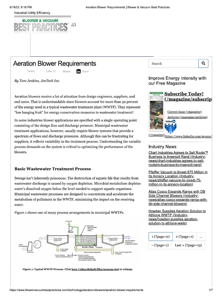 Aeration Blower Design | PDF