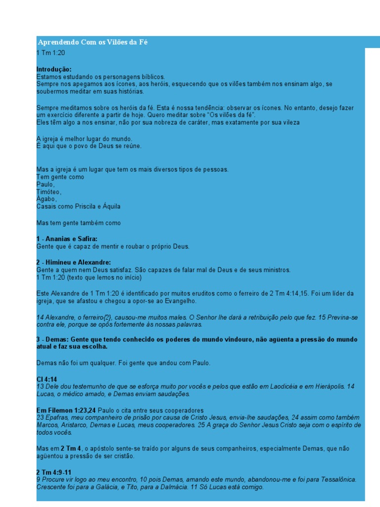 Vilões da Fé: Lições da Igreja | PDF | Fé | Igreja cristã