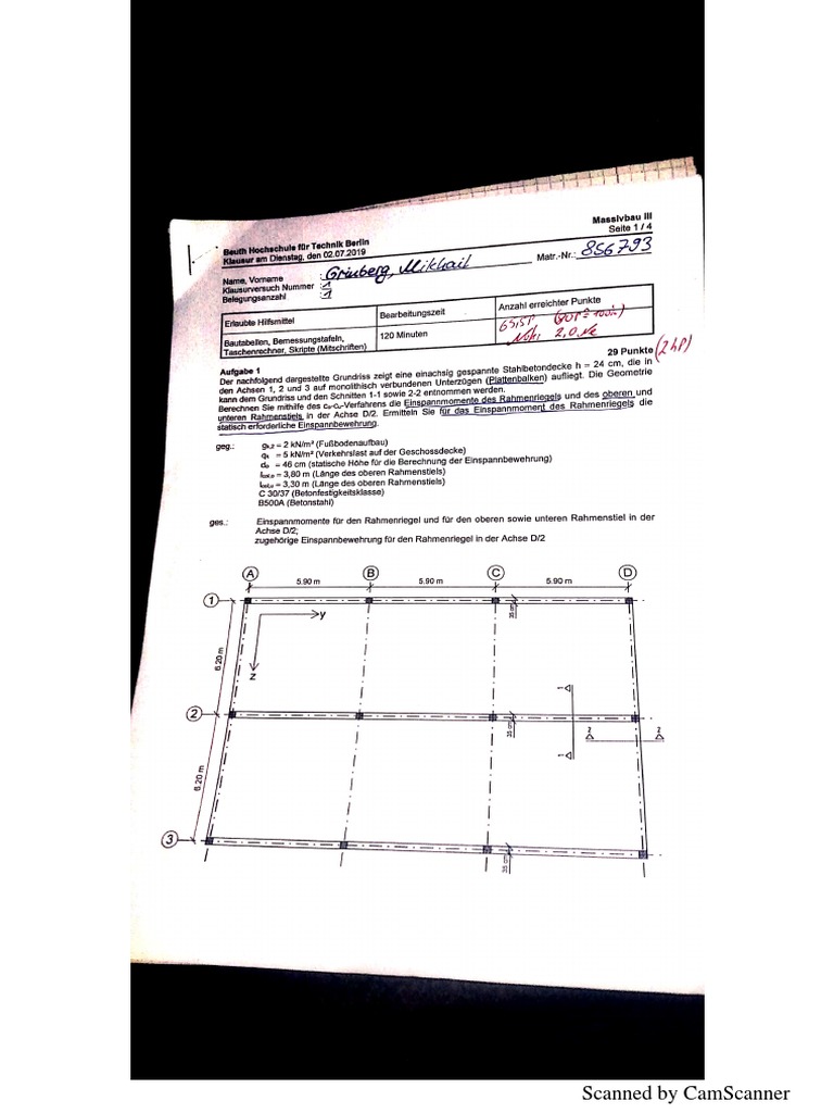 Klausur Massivbau 3 | PDF